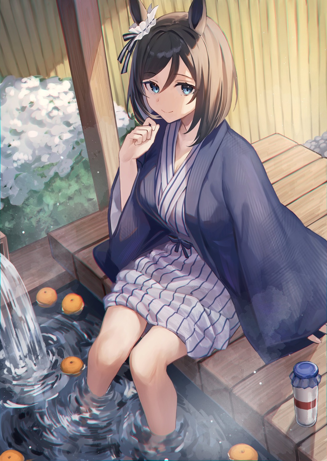 hitomin (ksws7544) uma musume pretty derby eishin flash (umamusume) animal ears yukata ...